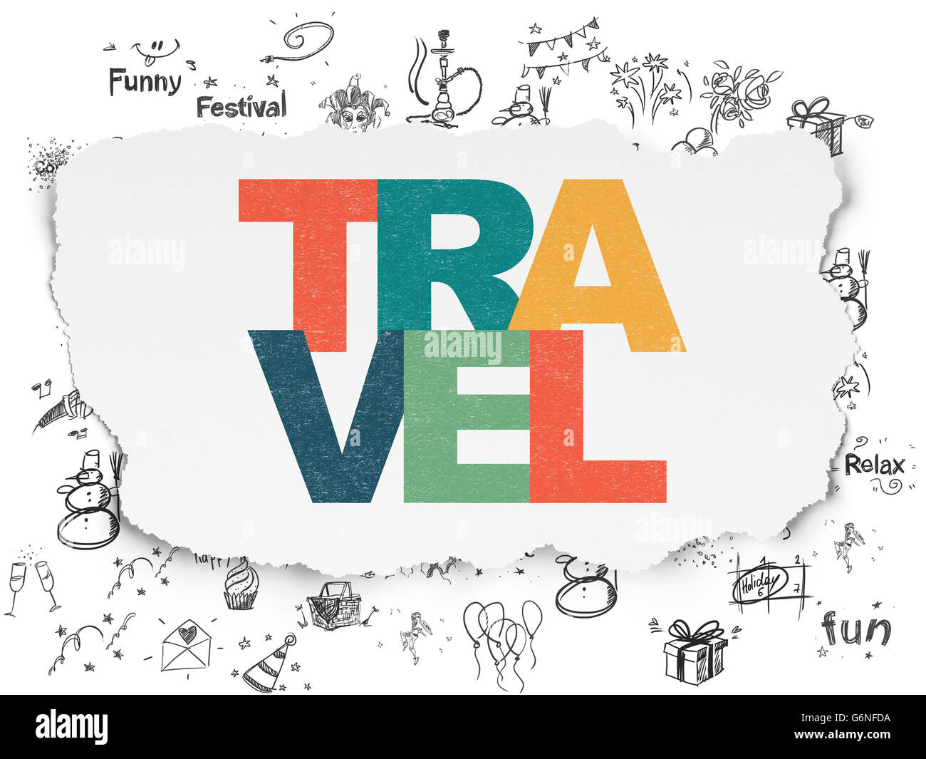 Holiday concept: Travel on Torn Paper background Stock Photo - Alamy