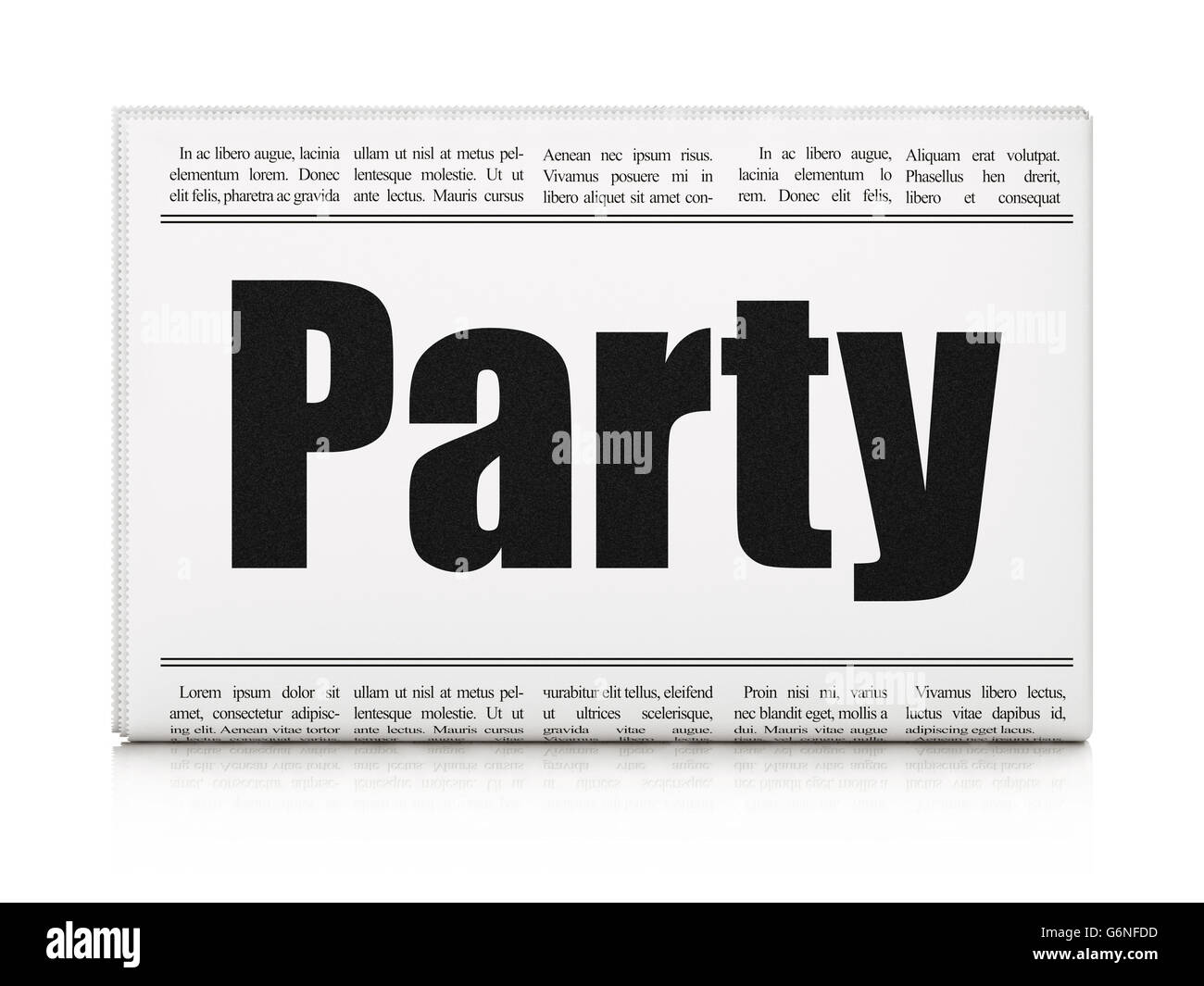 Entertainment, concept: newspaper headline Party Stock Photo - Alamy