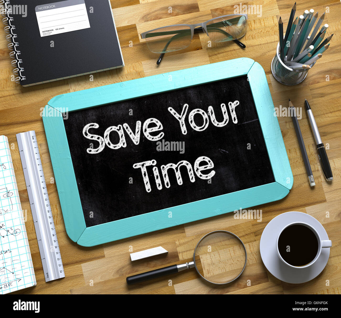 Save Your Time on Small Chalkboard Stock Photo - Alamy