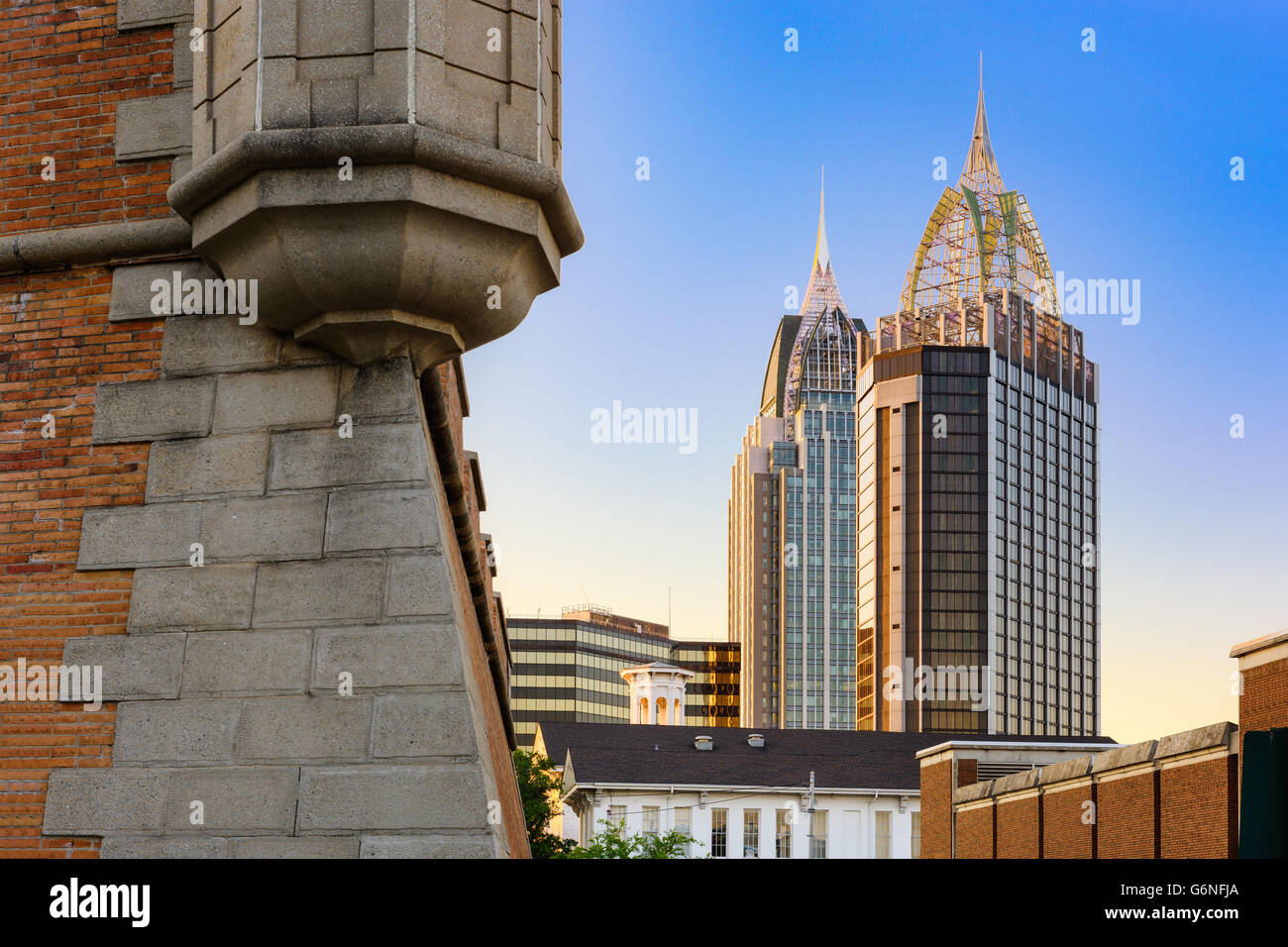 Mobile, Alabama, USA skyline with historic Fort Conde Stock Photo - Alamy