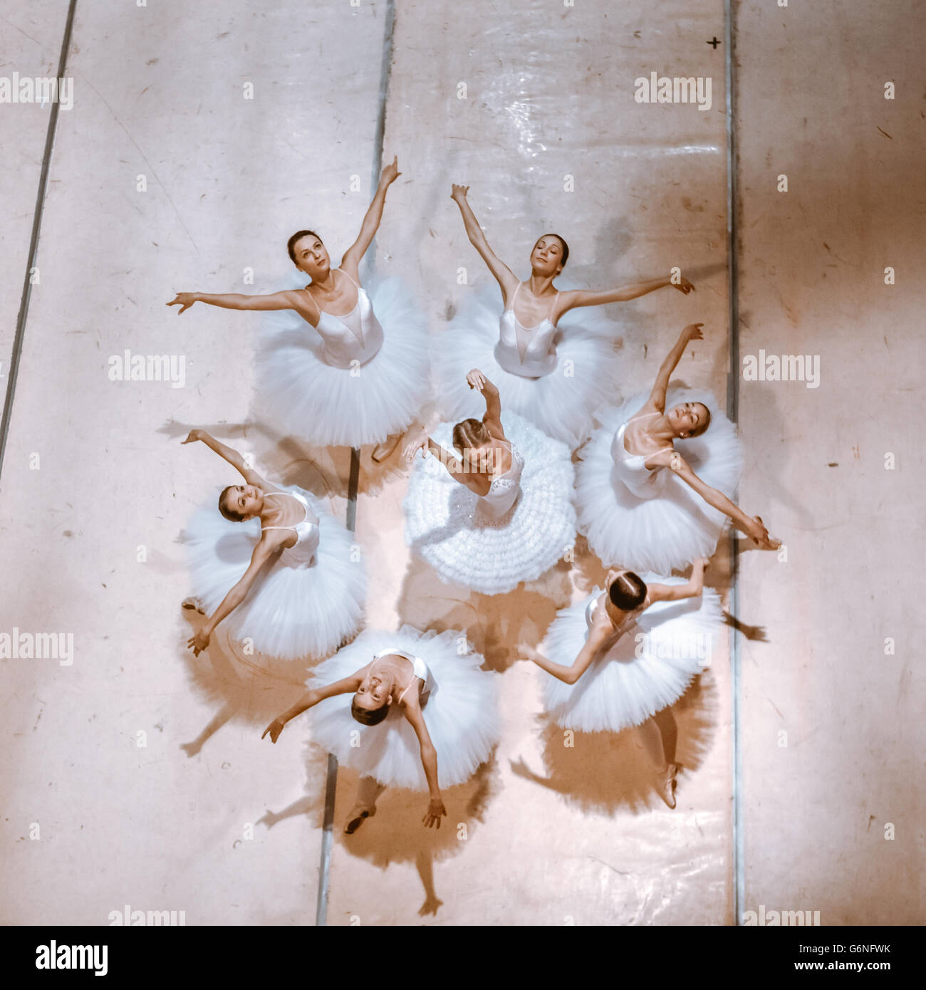 The seven ballerinas on floor Stock Photo - Alamy