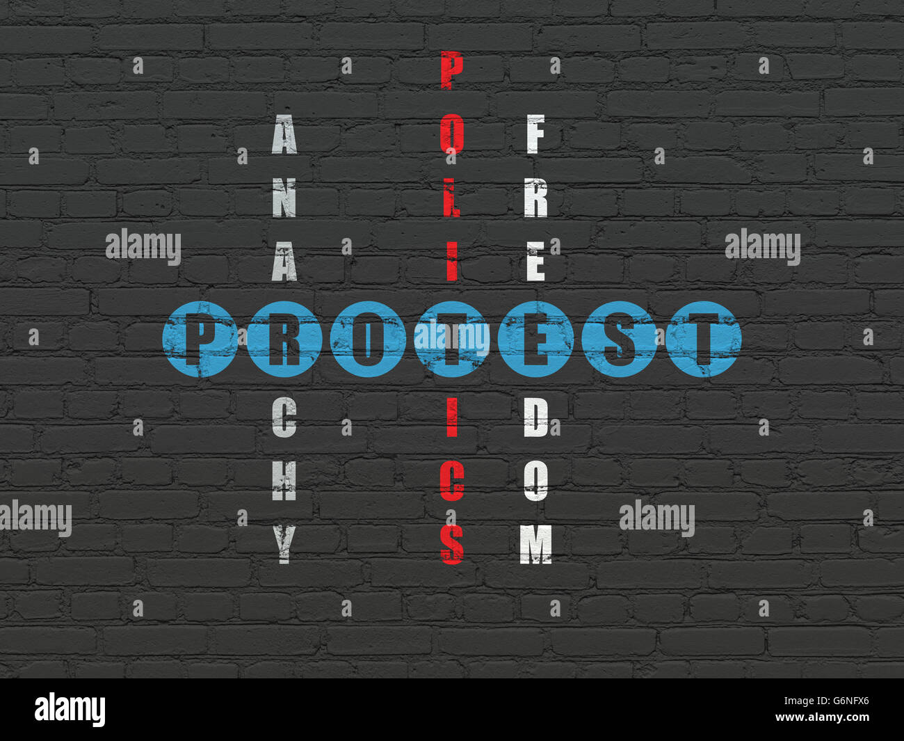 Political concept: Protest in Crossword Puzzle Stock Photo - Alamy