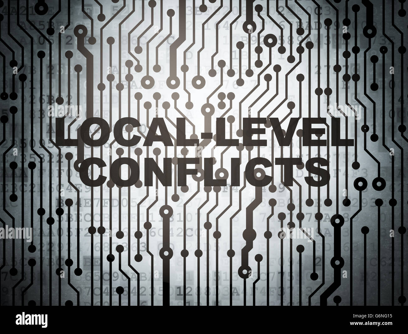 Political concept: circuit board with Local-level Conflicts Stock Photo ...