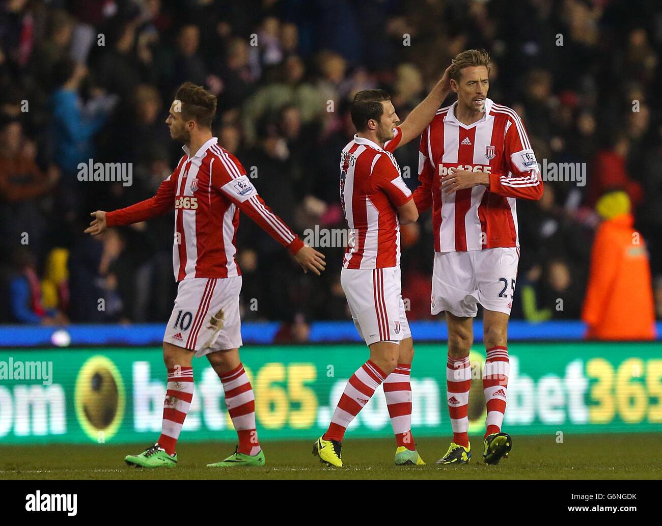 Stoke citys peter crouch celebrates scoring his teams opening goal hi ...