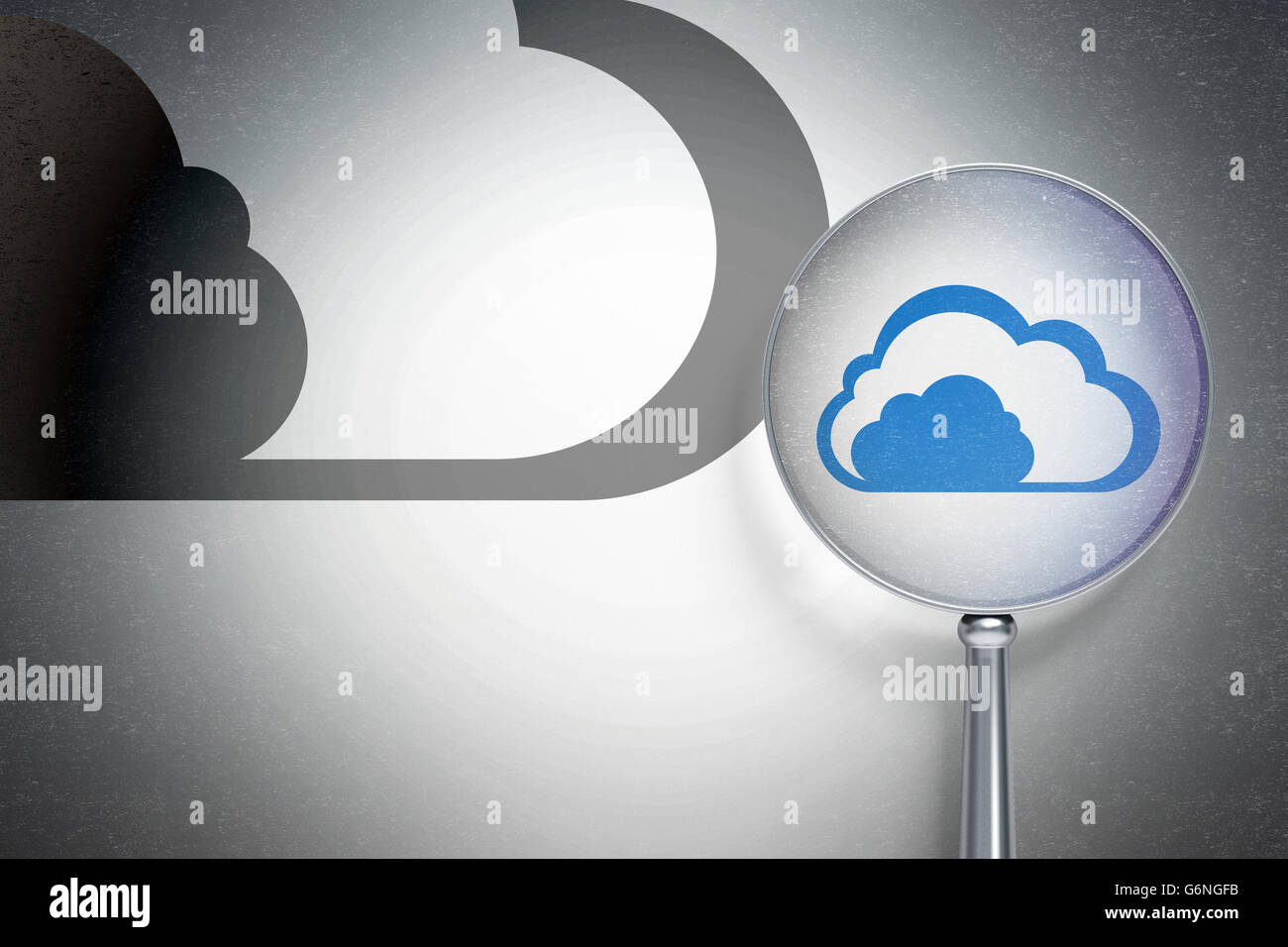 Cloud computing concept: Cloud with optical glass on digital background ...