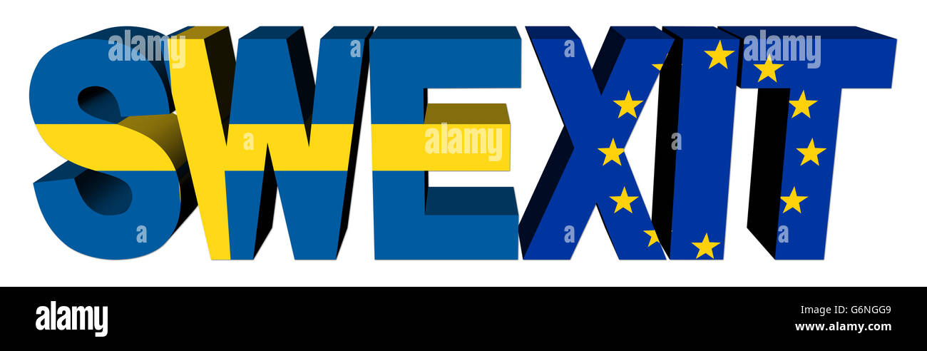 Swexit text with Swedish and Eu flags illustration Stock Photo - Alamy