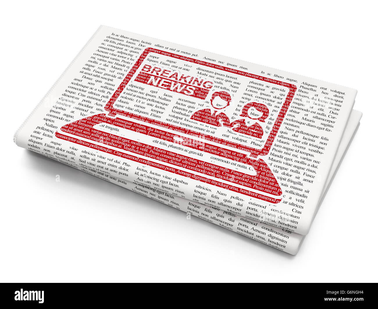 News concept: Breaking News On Laptop on Newspaper background Stock ...