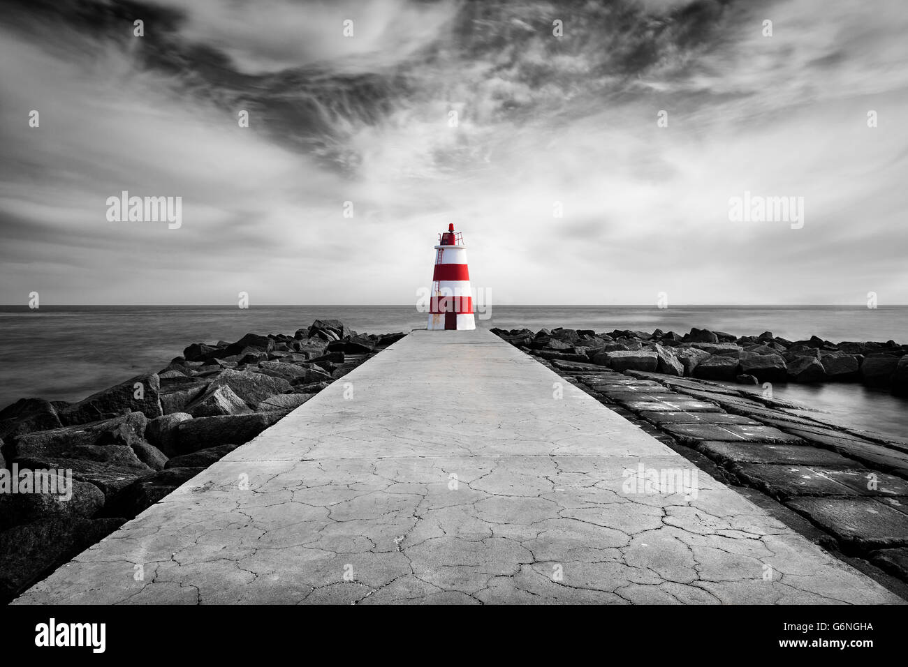 A pier in the Rocha beach in Portimao, Algarve, Portugal Stock Photo ...