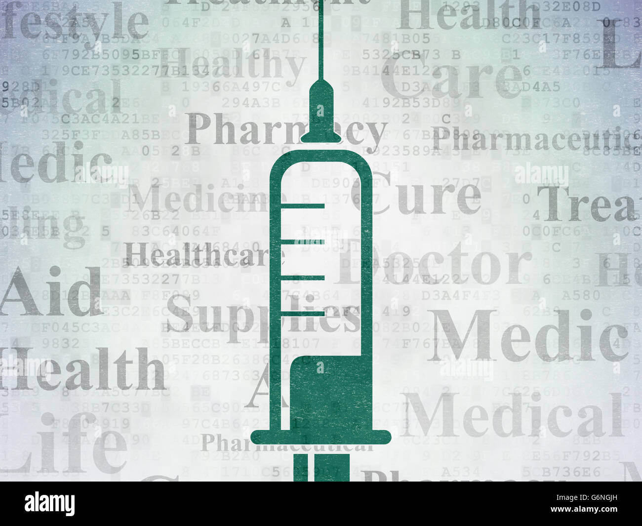 Medicine concept: Syringe on Digital Data Paper background Stock Photo ...