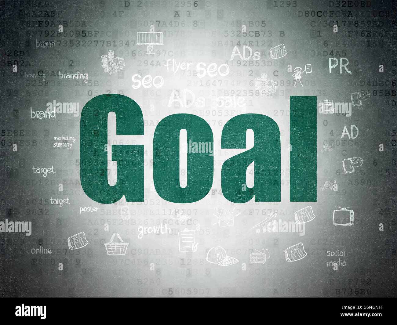 Marketing concept: Goal on Digital Data Paper background Stock Photo ...