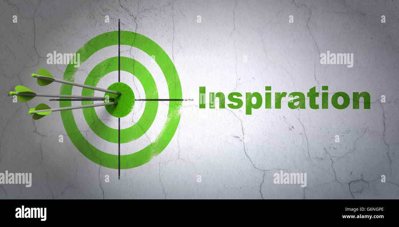 Advertising concept: target and Inspiration on wall background Stock ...