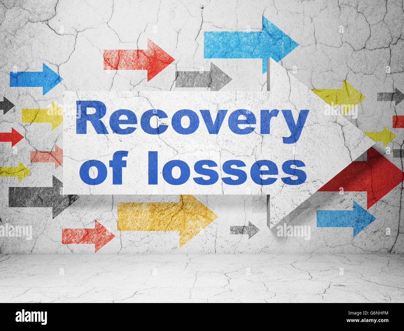 Currency concept: arrow with Recovery Of losses on grunge textured ...