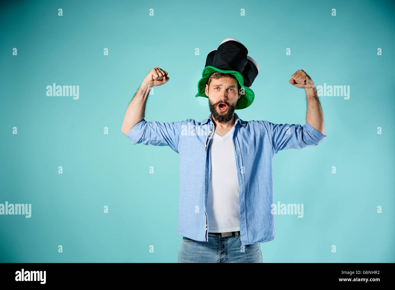 The football fan over blue Stock Photo - Alamy