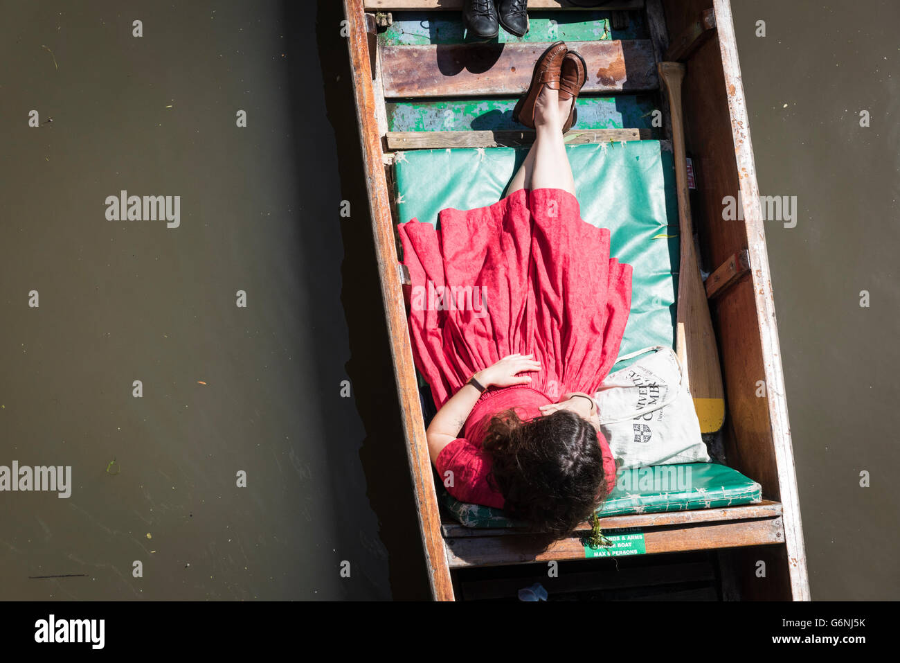 Woman red dress punt punting cambridge hi-res stock photography and ...