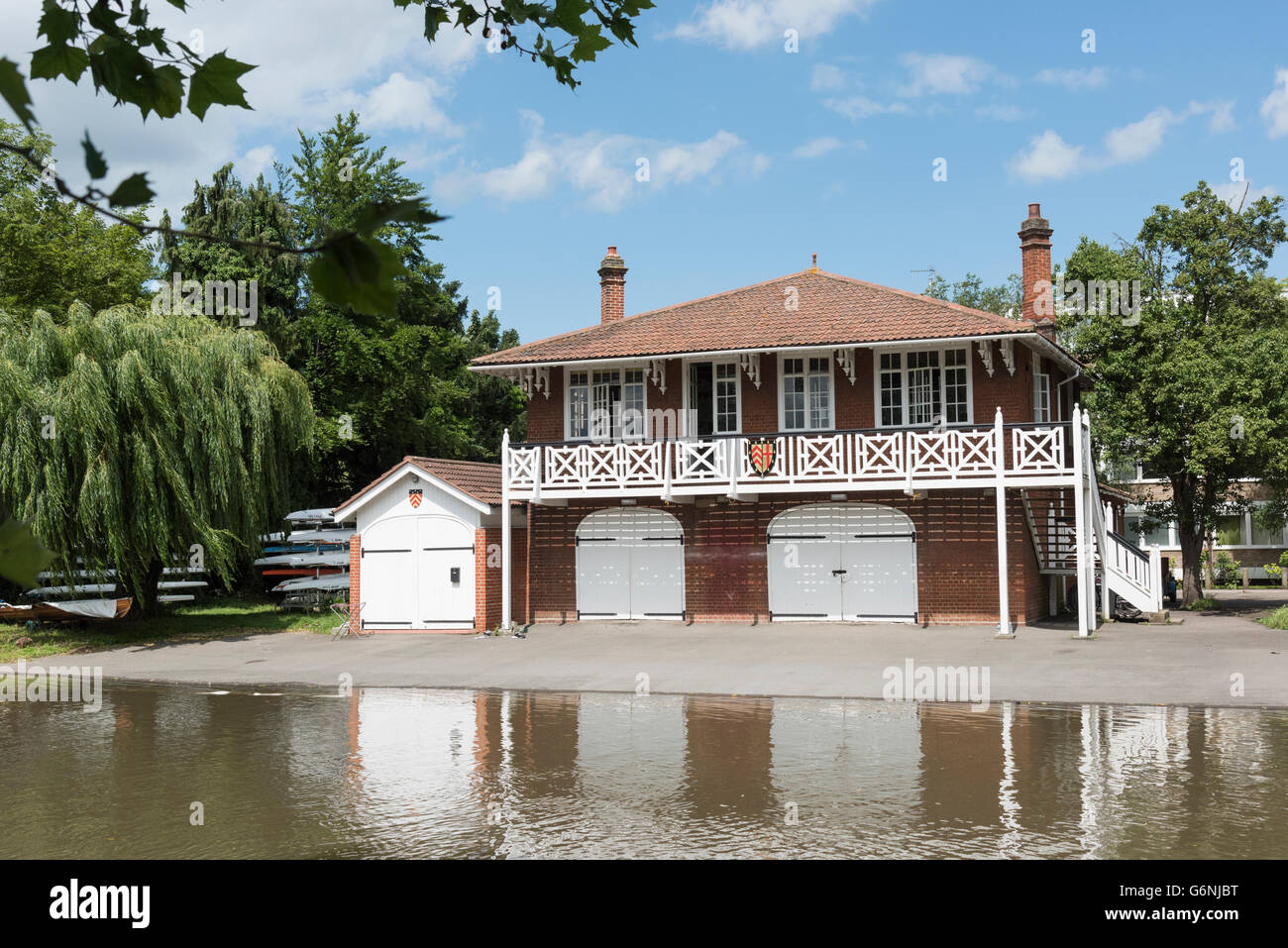 A rowing boathouse on the River Cam Cambridge Stock Photo - Alamy