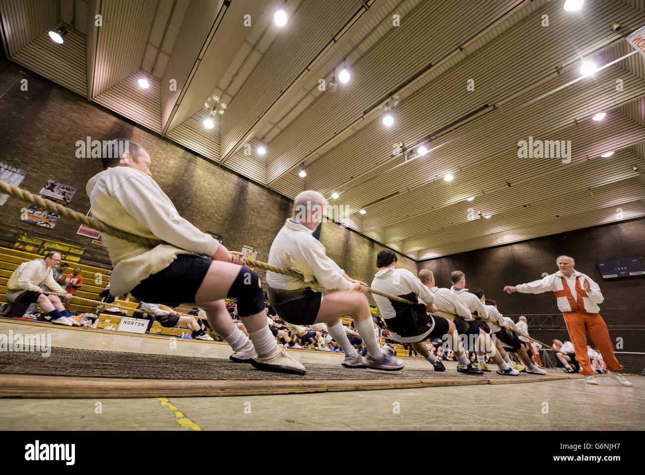 The England B team with coach Michael Copper (right) compete against ...