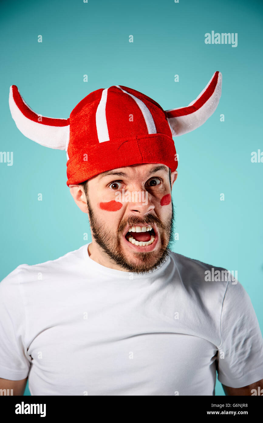 The face of football fan with different emotions on blue Stock Photo ...