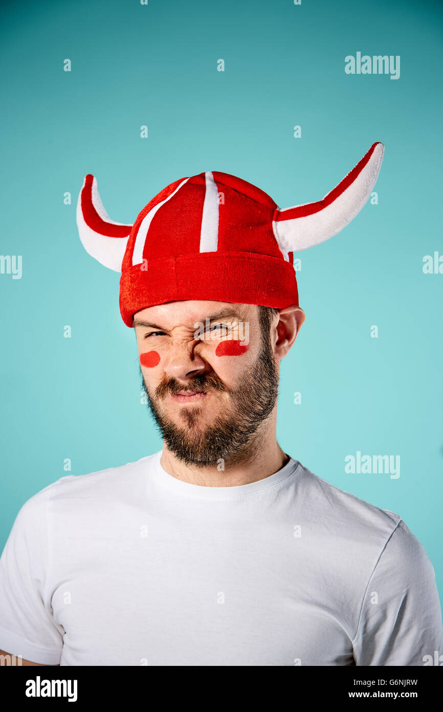 The face of football fan with different emotions on blue Stock Photo ...