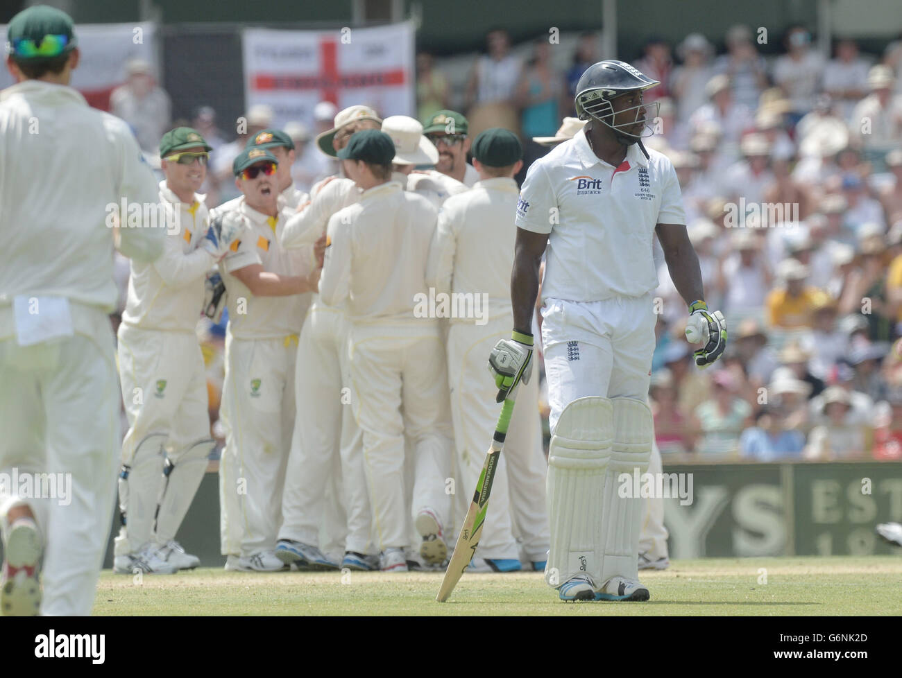 Australia's Shane Watson (obscured) celebrates taking the wicket of ...