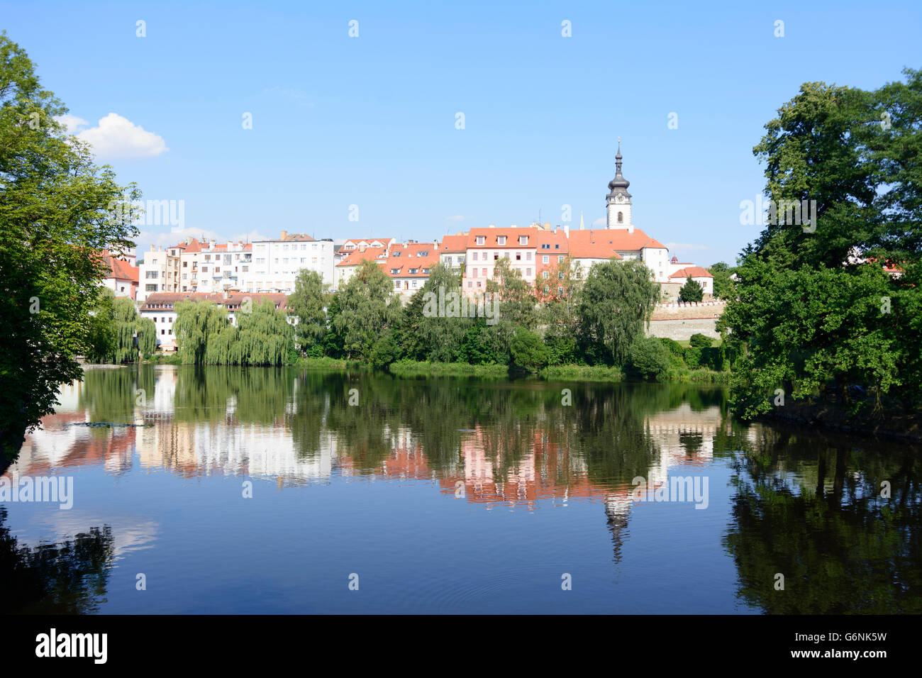 Otava river old town with dean church nativity of mary hi-res stock ...