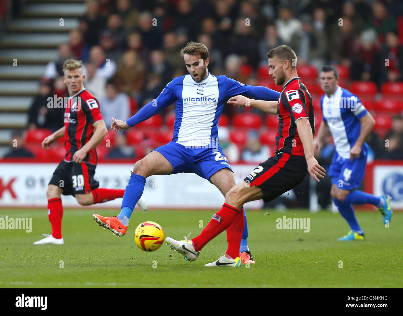 Bournemouth's Simon Francis (right) and Birmingham City's Andrew ...
