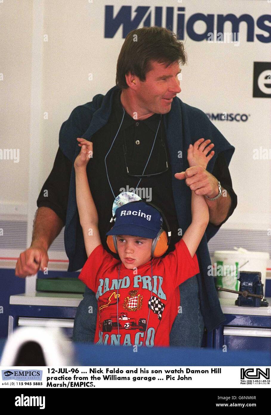 Nick faldo son matthew watch damon hill practice williams garage hi-res ...