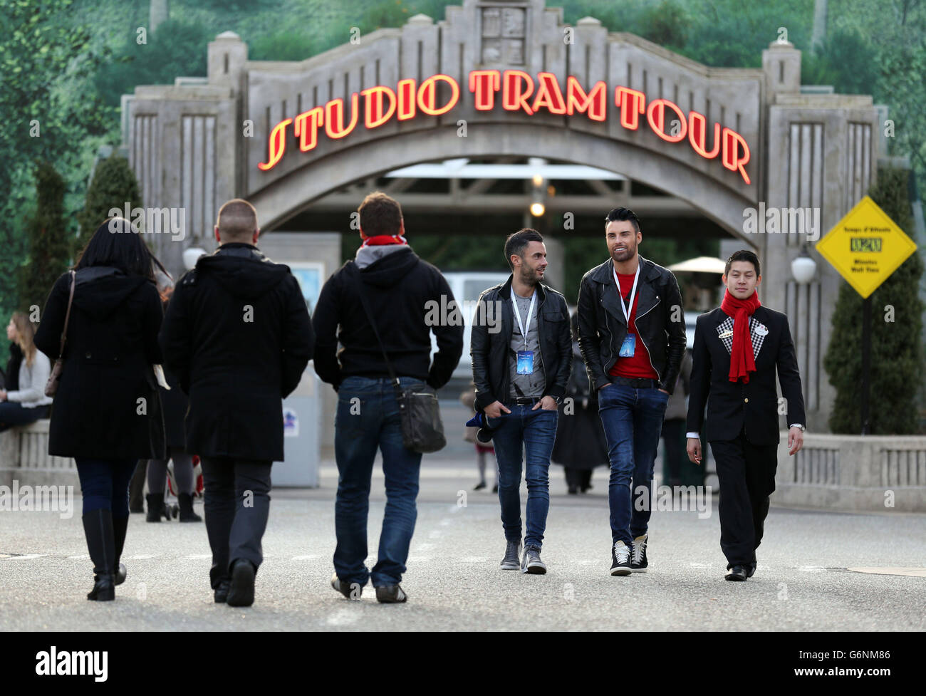 Rylan Clark (centre) and his boyfriend Dan Neal (left) walk together ...
