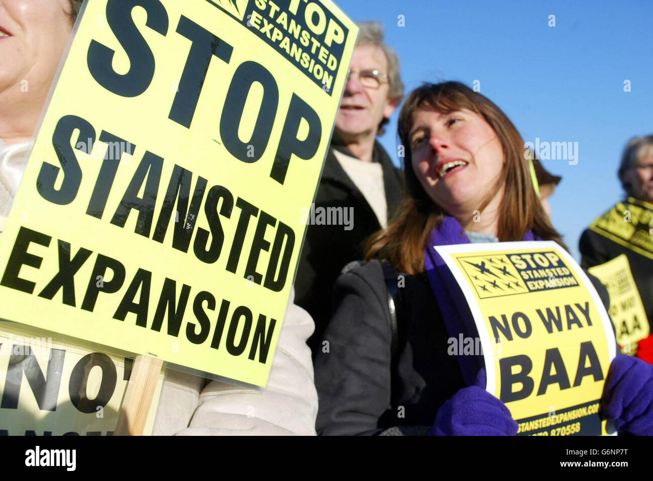 Protesters against expansions at Stansted airport, gather as a meeting ...