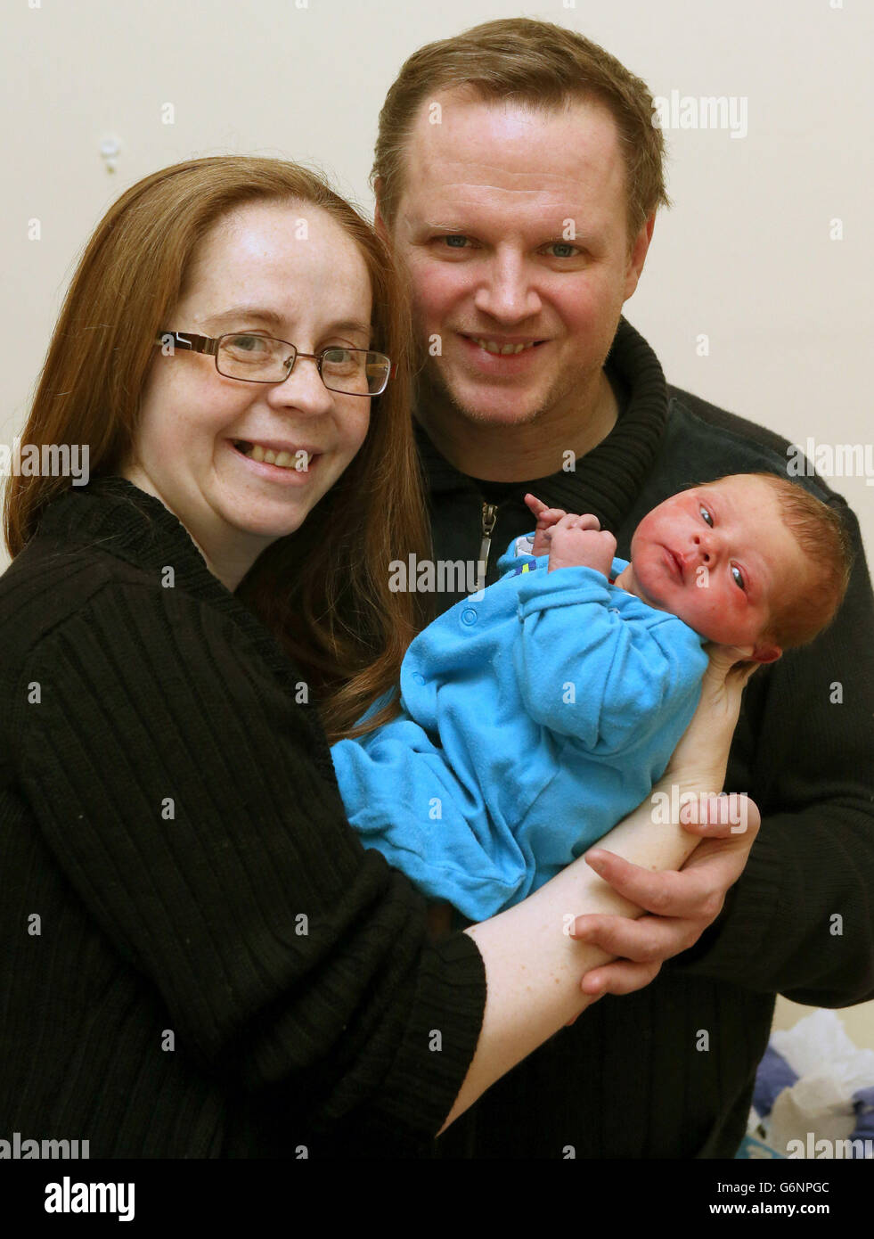Nicola McDowall with her partner Julian Skinner and their new born baby ...