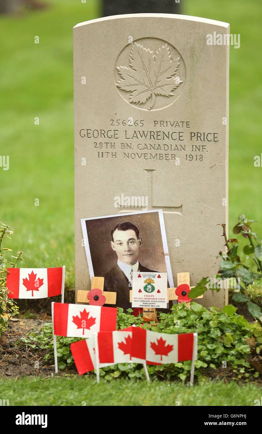 Headstone of Canadian soldier George Price in the St. Symphorien ...