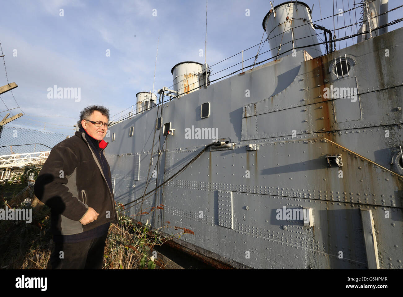Electrician Billy Hughes onboard HMS Caroline moored in Belfast dock ...