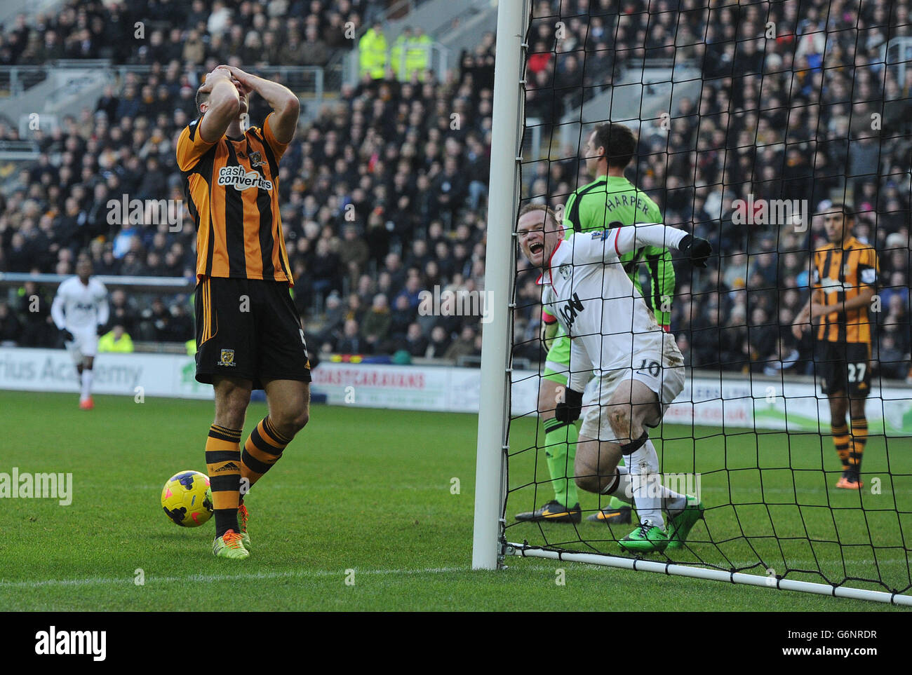 Hull City's James Chester holds his head after scoring an own goal as ...