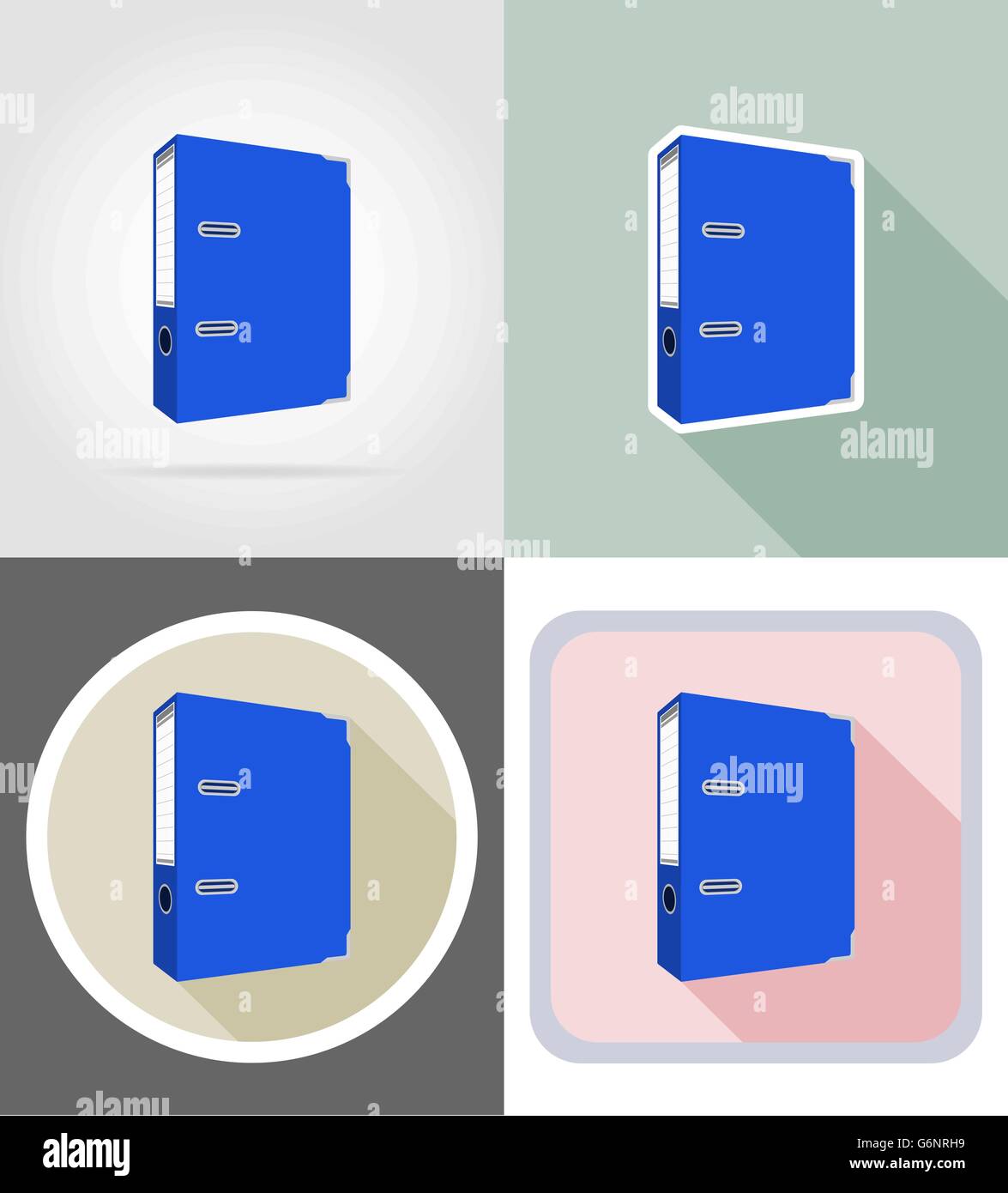 folder stationery equipment set flat icons vector illustration isolated ...