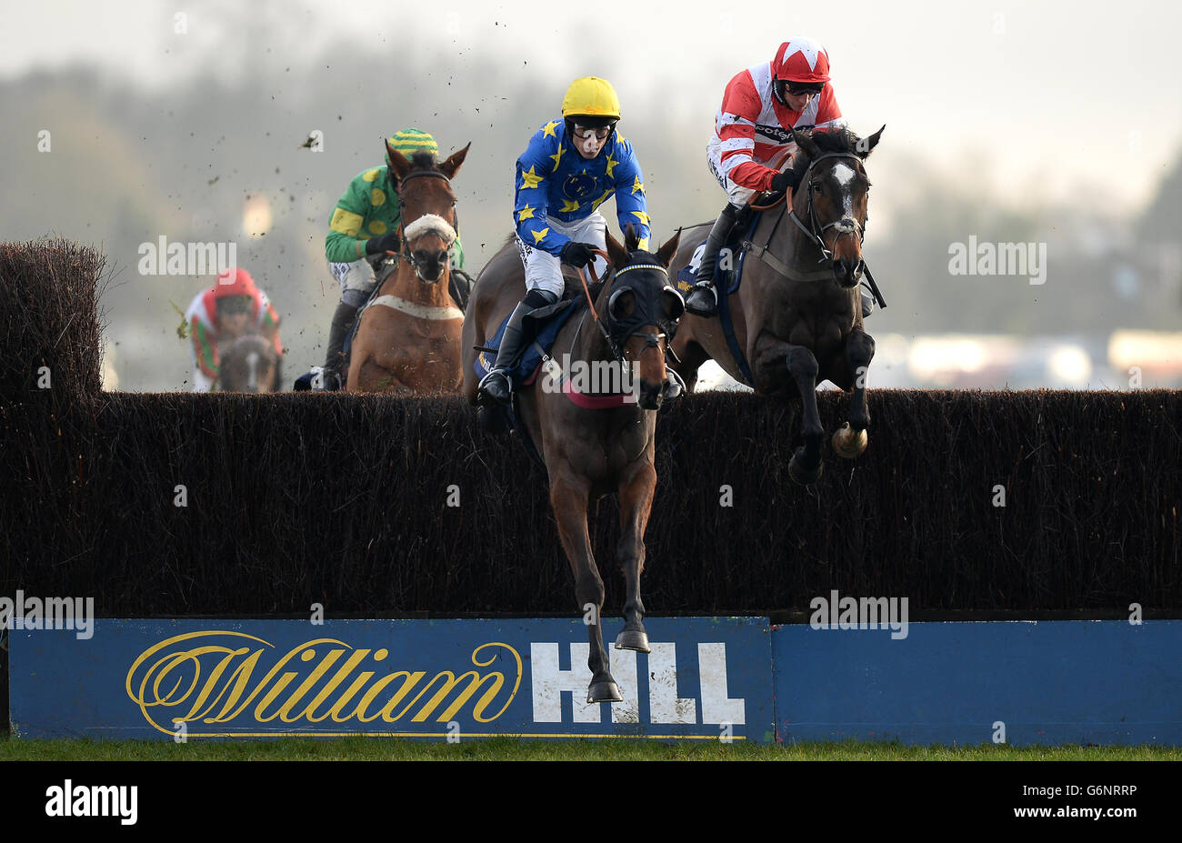Annacotty ridden by jockey Ian Popham (centre) jumps the last on the ...