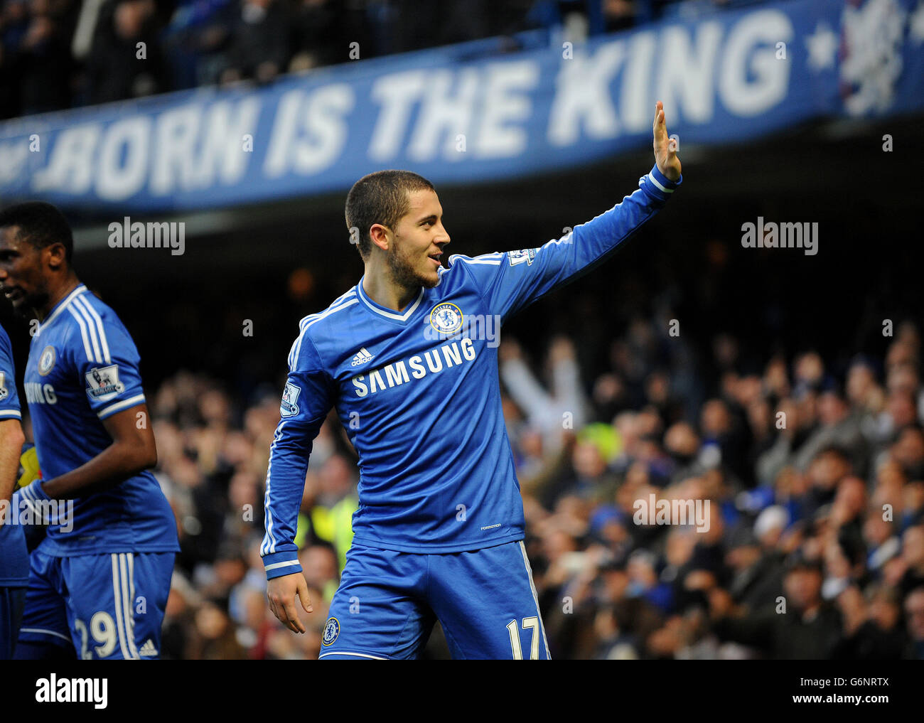 Chelsea's Eden Hazard celebrates after scoring their first goal during ...