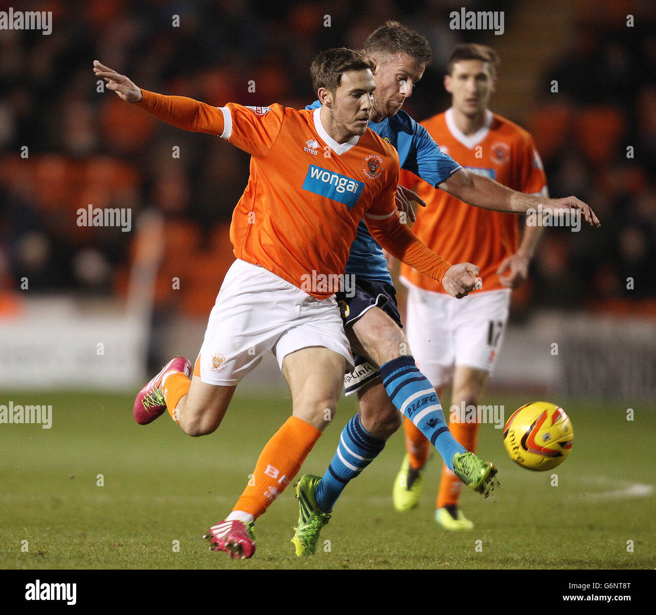 Blackpools dan gosling left leeds uniteds michael tonge in action hi ...