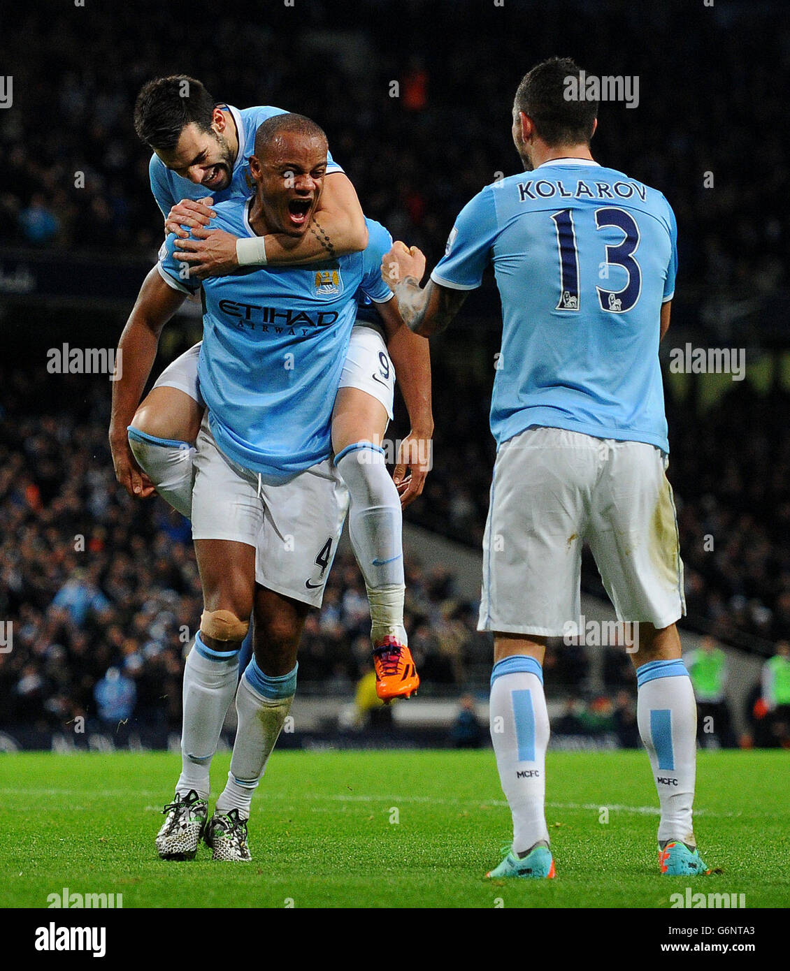 Manchester City's Vincent Kompany celebrates scoring his teams first ...
