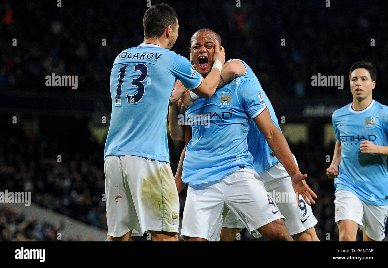 Manchester City's Vincent Kompany celebrates scoring his teams first ...