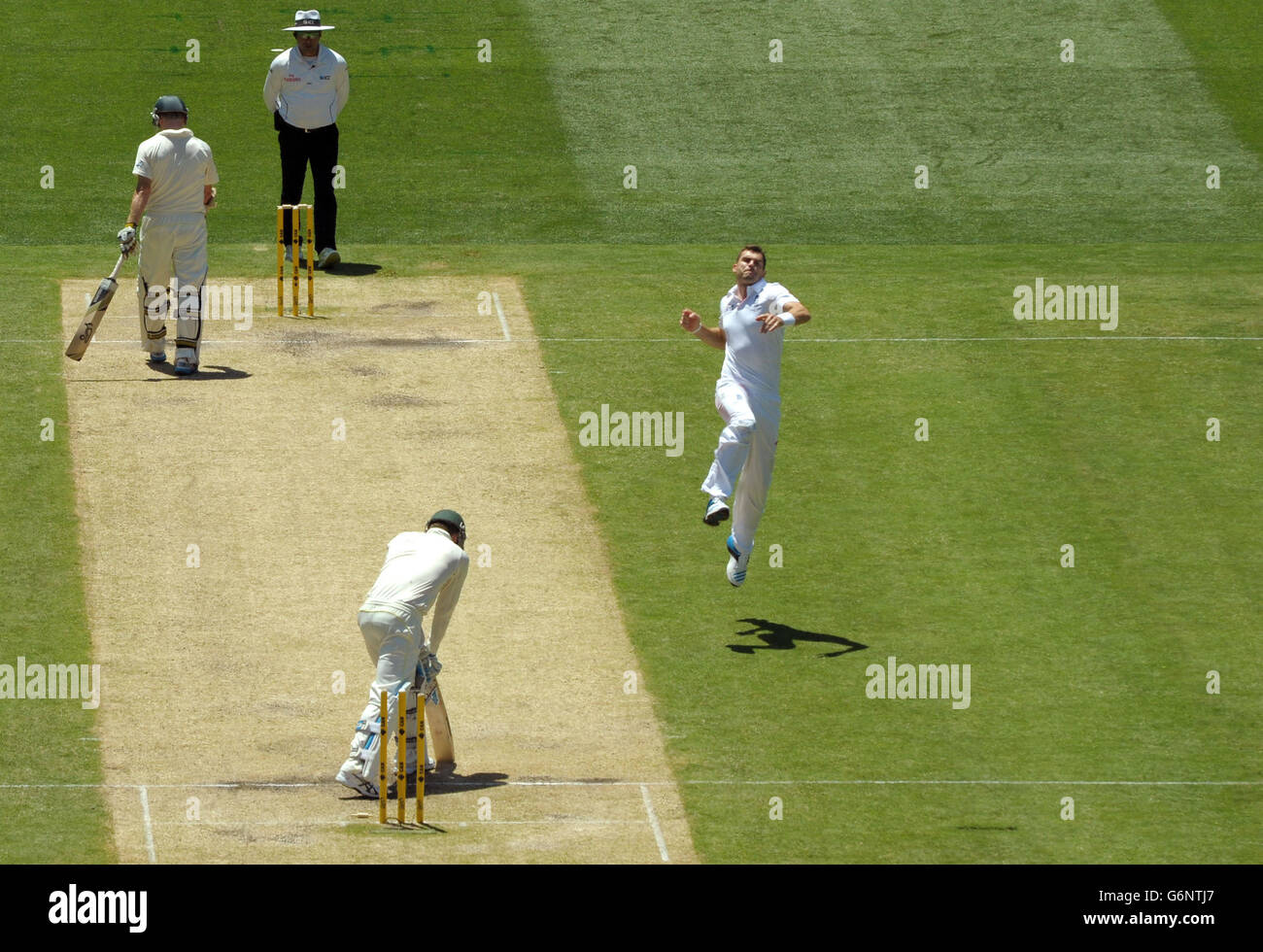 England's James Anderson (right) celebrates bowling out Australia's ...