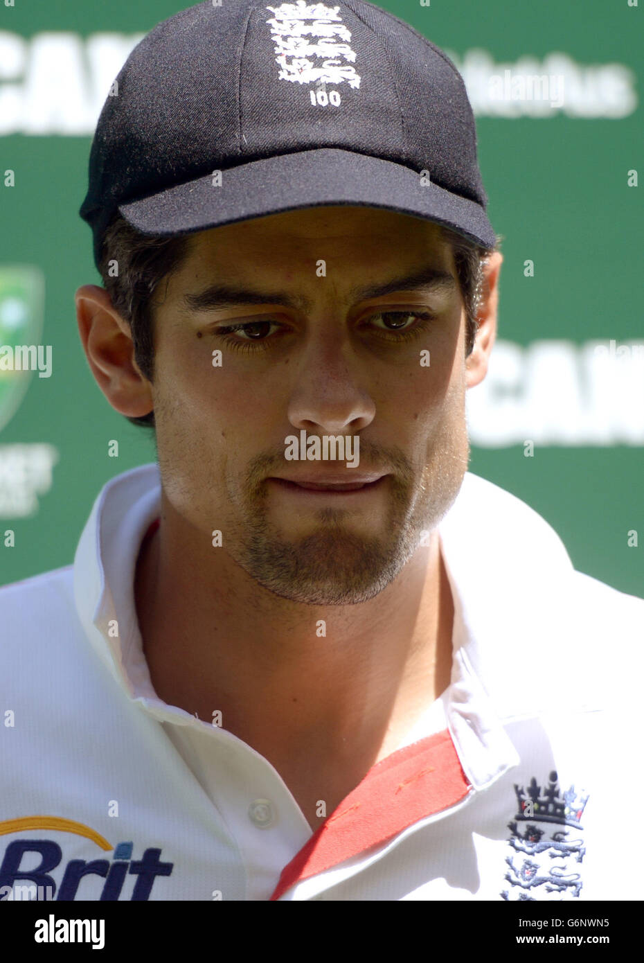 England's Alastair Cook looks-on following his teams defeat during day ...