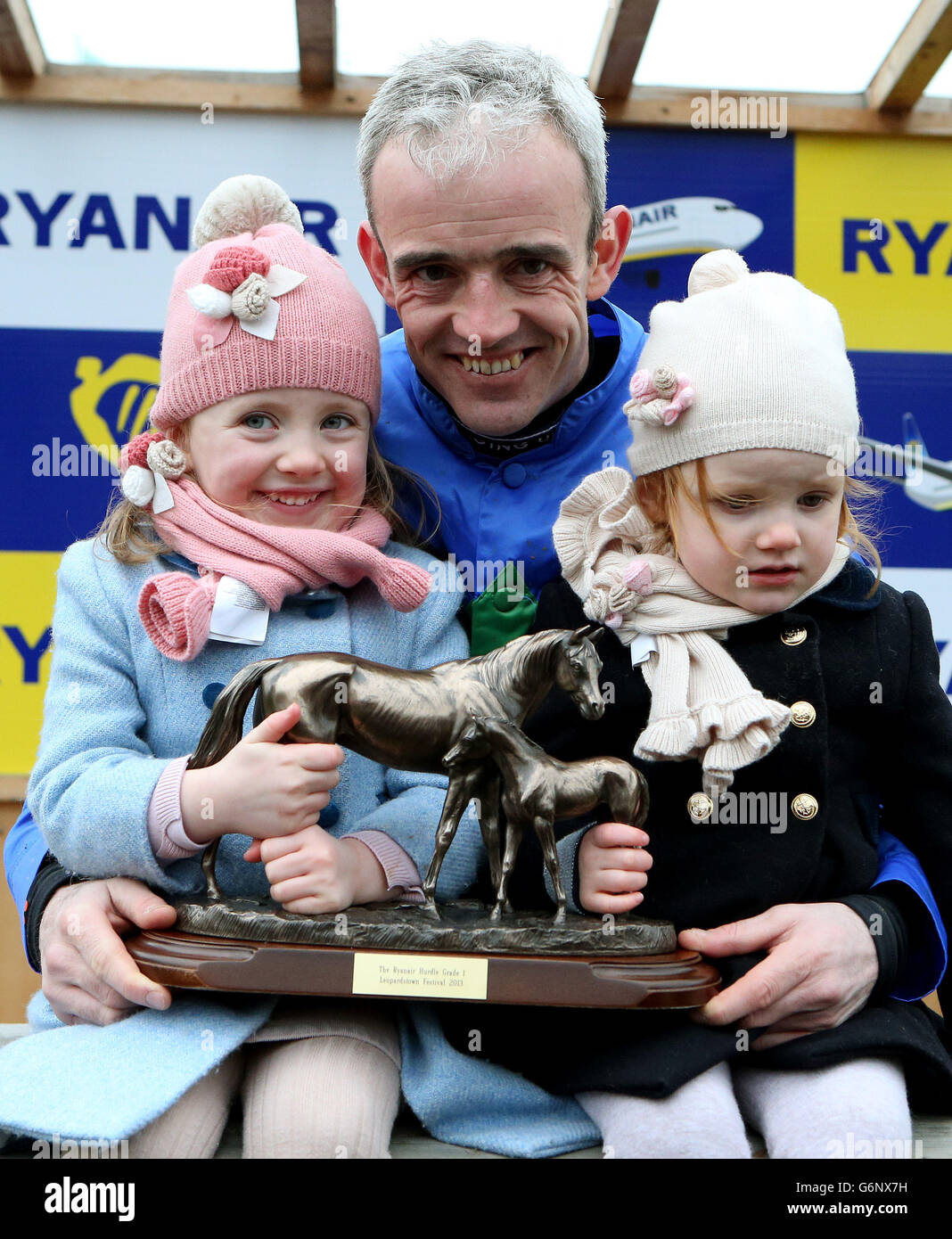 Jockey Ruby Walsh with his daughters Isobel (left) and Elsa after ...