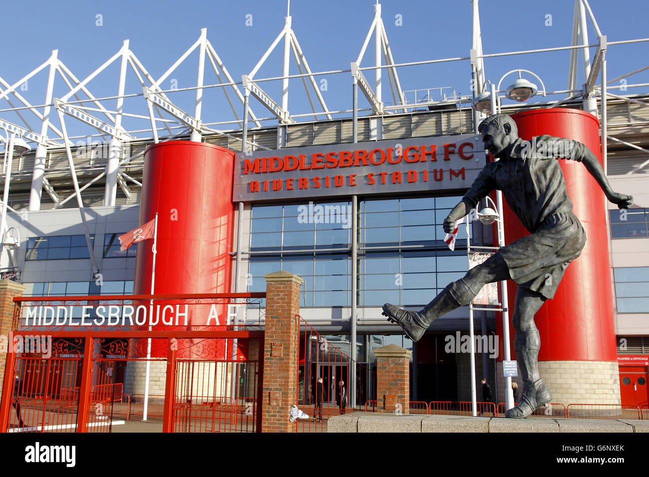 Statue of middlesbrough legend wilf mannion outside the riverside ...