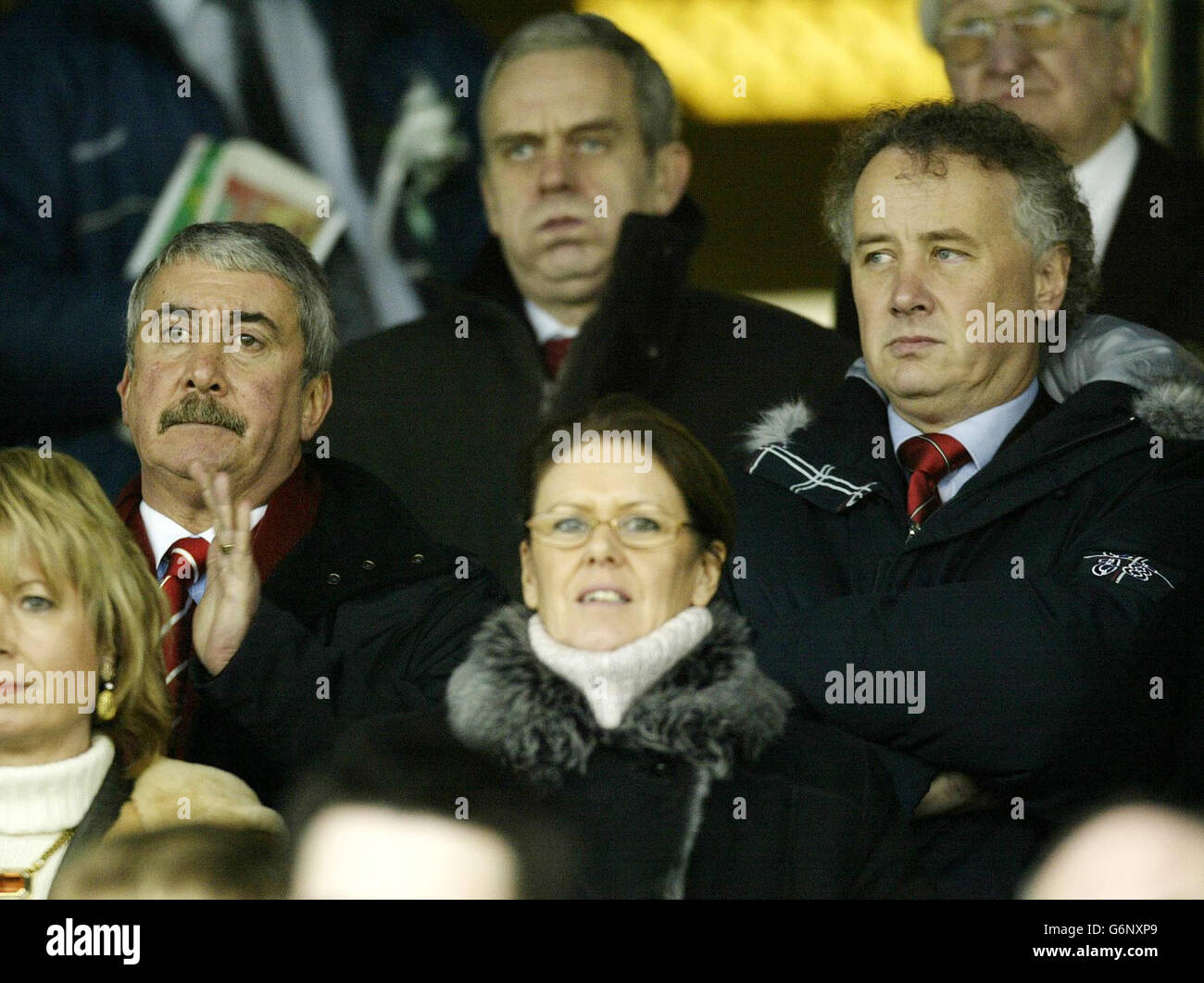Liverpool chairman David Moores (left) in directors box with chief ...
