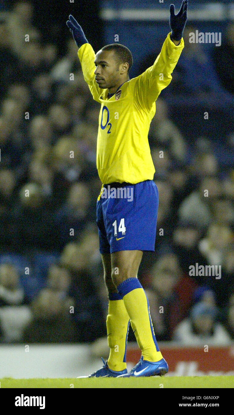 Arsenal's Thierry Henry celebrates his goal against Leeds United ...