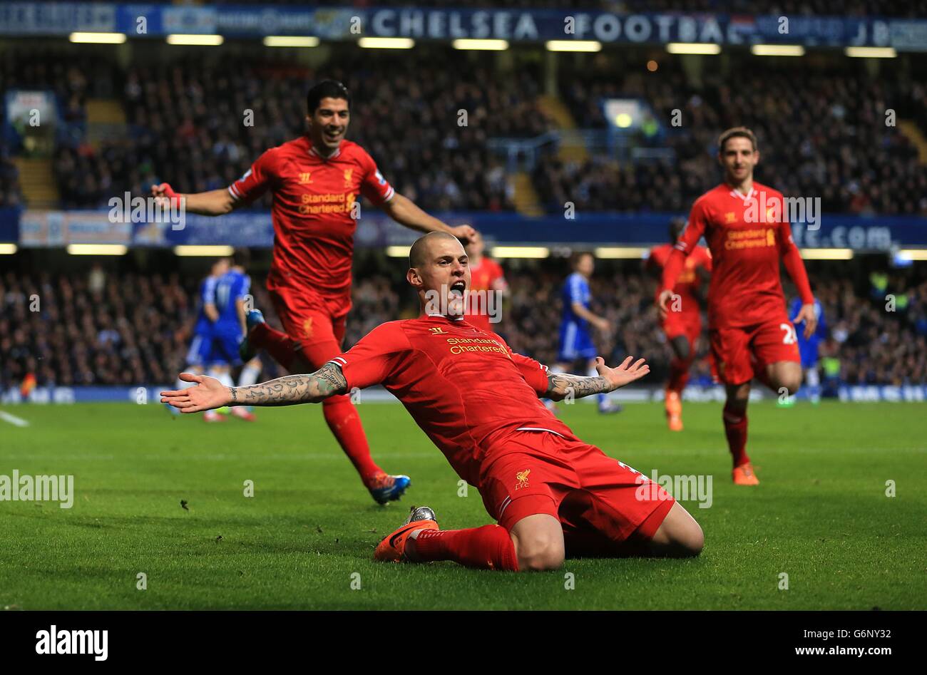 Liverpool's Martin Skrtel celebrates scoring his side's first goal of ...
