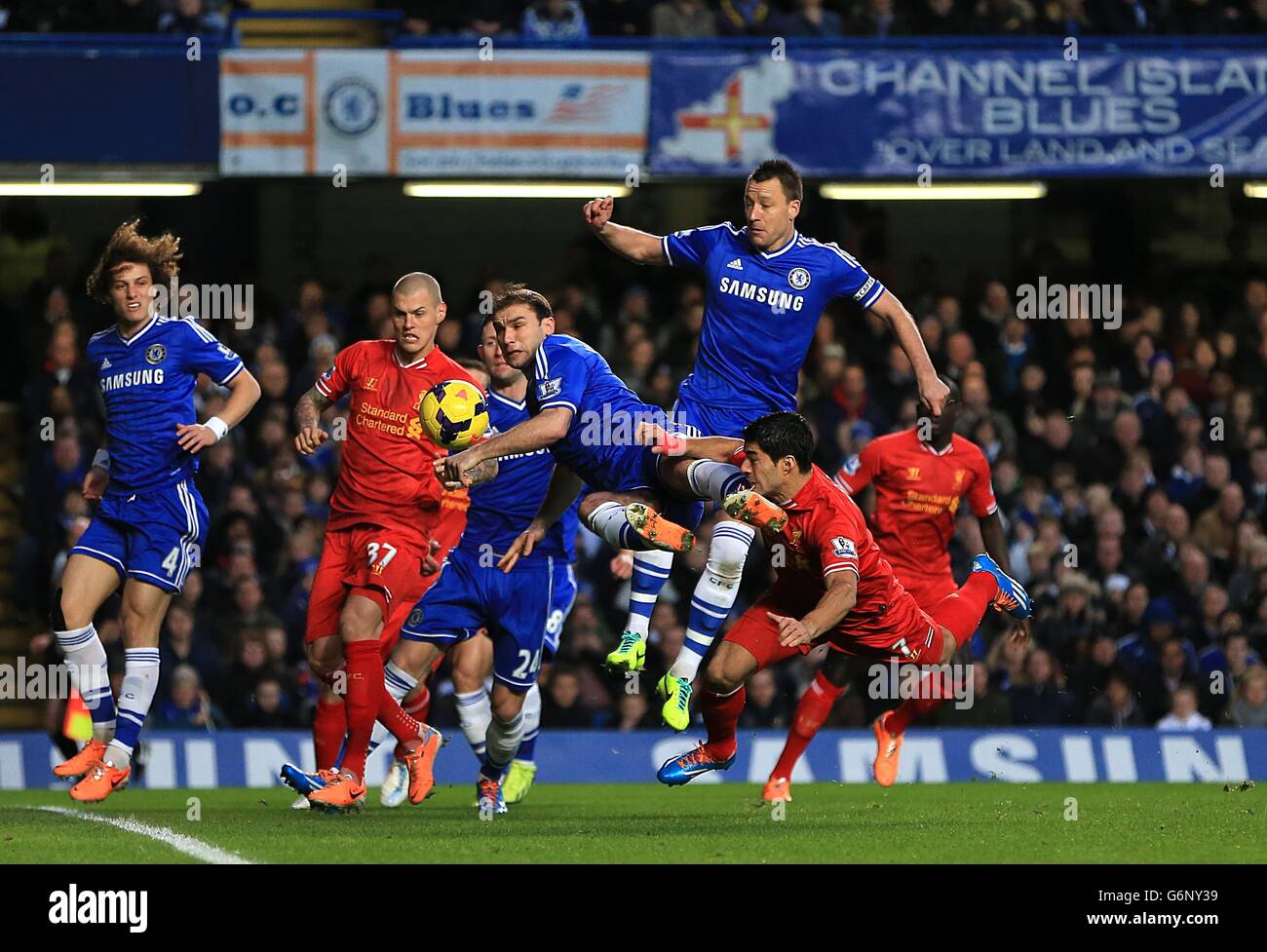 Liverpool's Luis Suarez (right) and Chelsea's Branislav Ivanovic (left ...