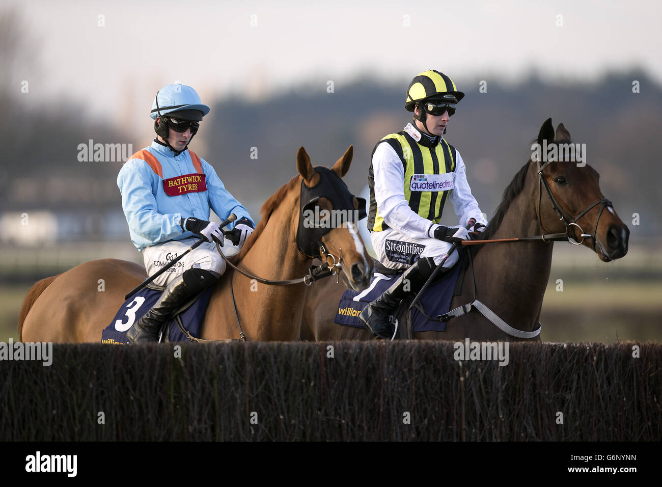 Jockey Conor O'Farrell on Junior (left) and Kenneth Renwick on Master ...