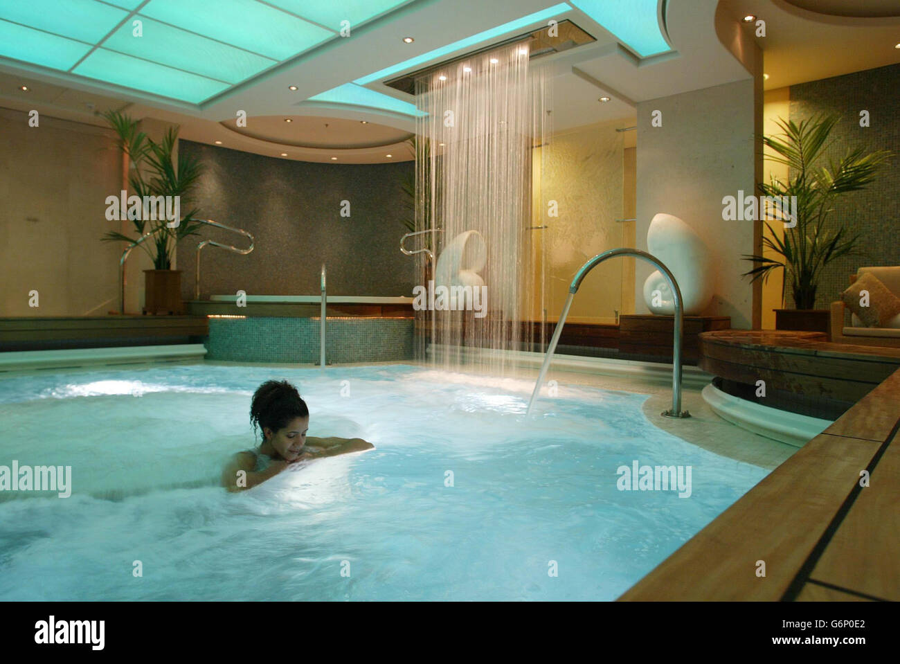 View of the therapy pool aboard Cunard's Queen Mary 2 which is berthed ...
