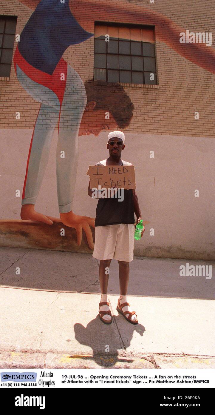 19-JUL-96 ... Opening Ceremony Tickets ... A fan on the streets of ...