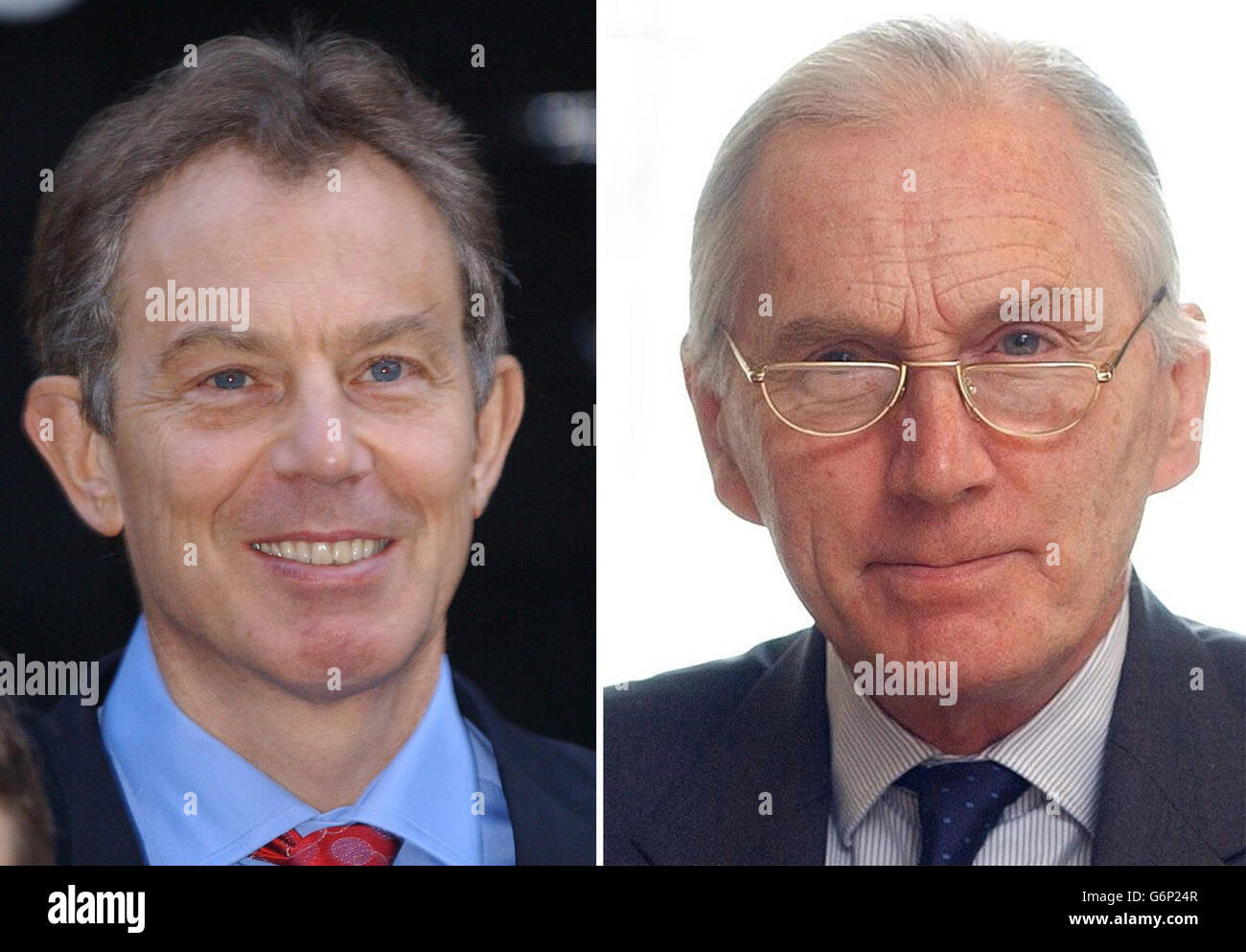 Tony Blair and Lord Hutton composite Stock Photo - Alamy